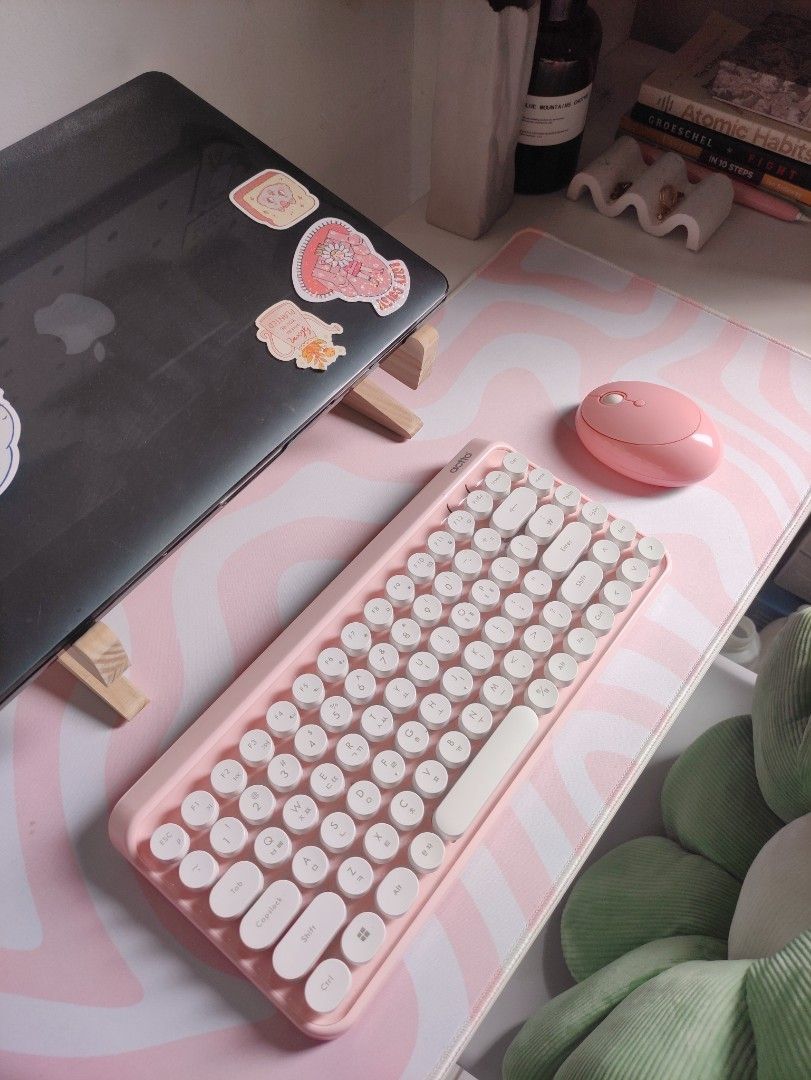 Accto Retro Korean Keyboard Pink with Mouse, Computers & Tech, Parts ...