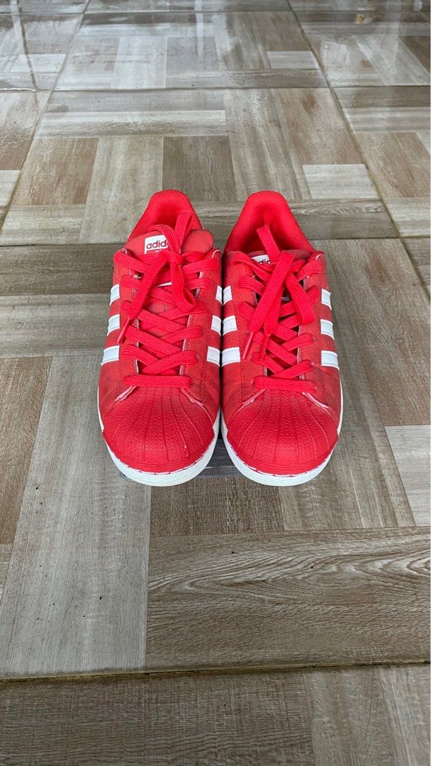 Adidas superstart red on with, made in indonesia, Fesyen Pria, Sepatu ...