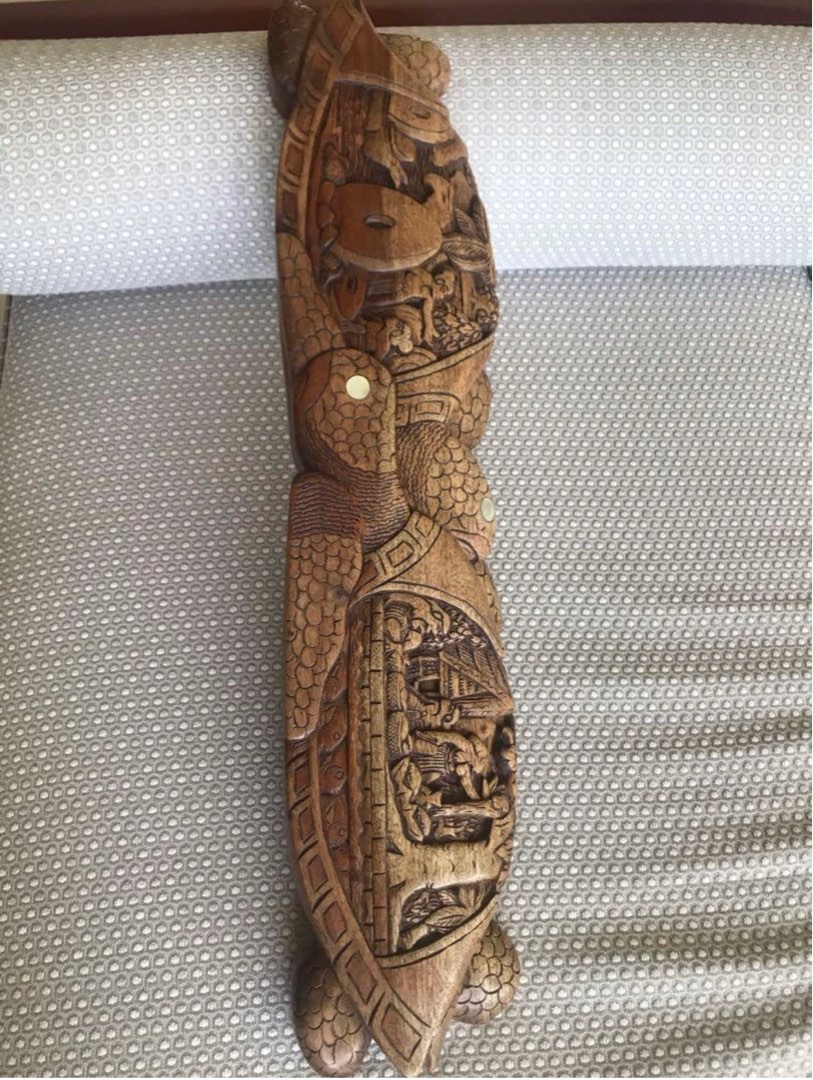 Antique Handcrafted Long Turtle Wooden statue 23 cm Long, Furniture ...