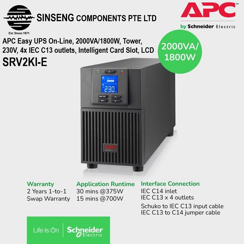 APC Easy UPS SRV 2000VA 230V (Order Model:SRV2KI-E) (2 Year Local Warranty), Computers & Tech ...