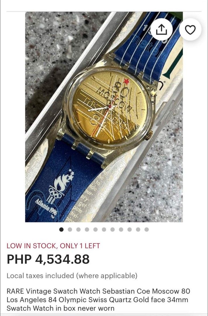 Authentic Pristine Swatch Watch Sebastian Coe' Gz149 - Moscow 80 Los ...