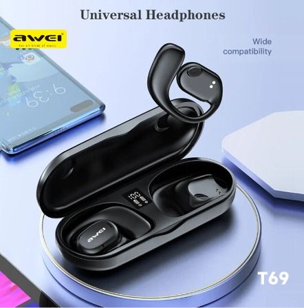 Awei T67 T69 Air Conduction Sports Headset Wireless Bluetooth 5.3 Headphones Hifi Stereo Sound ...