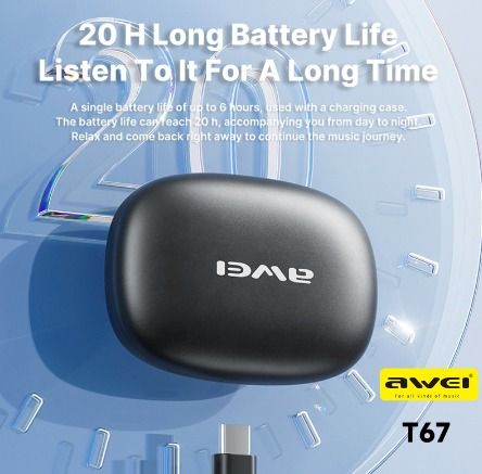 Awei T67 T69 Air Conduction Sports Headset Wireless Bluetooth 5.3 Headphones Hifi Stereo Sound ...