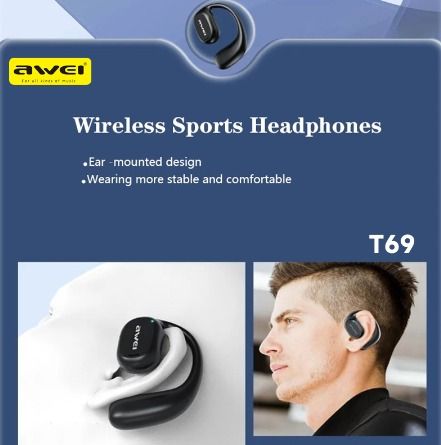 Awei T67 T69 Air Conduction Sports Headset Wireless Bluetooth 5.3 Headphones Hifi Stereo Sound ...