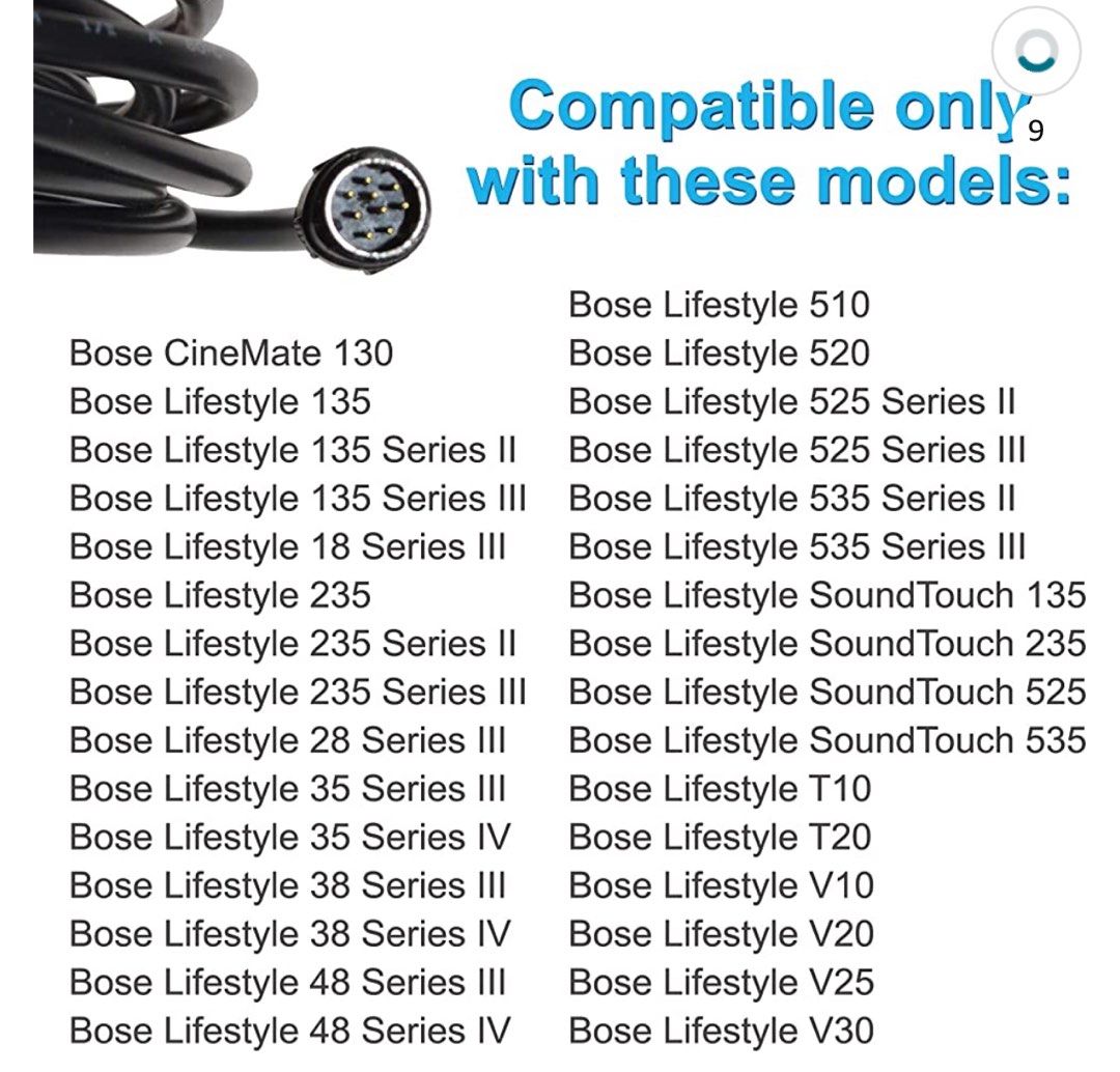 Bose 9 to 9 Woofer / Data cable, Audio, Soundbars, Speakers ...