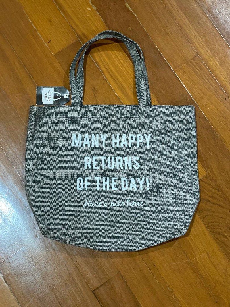 BRAND NEW grey slogan tote bag, Women's Fashion, Bags & Wallets, Tote ...