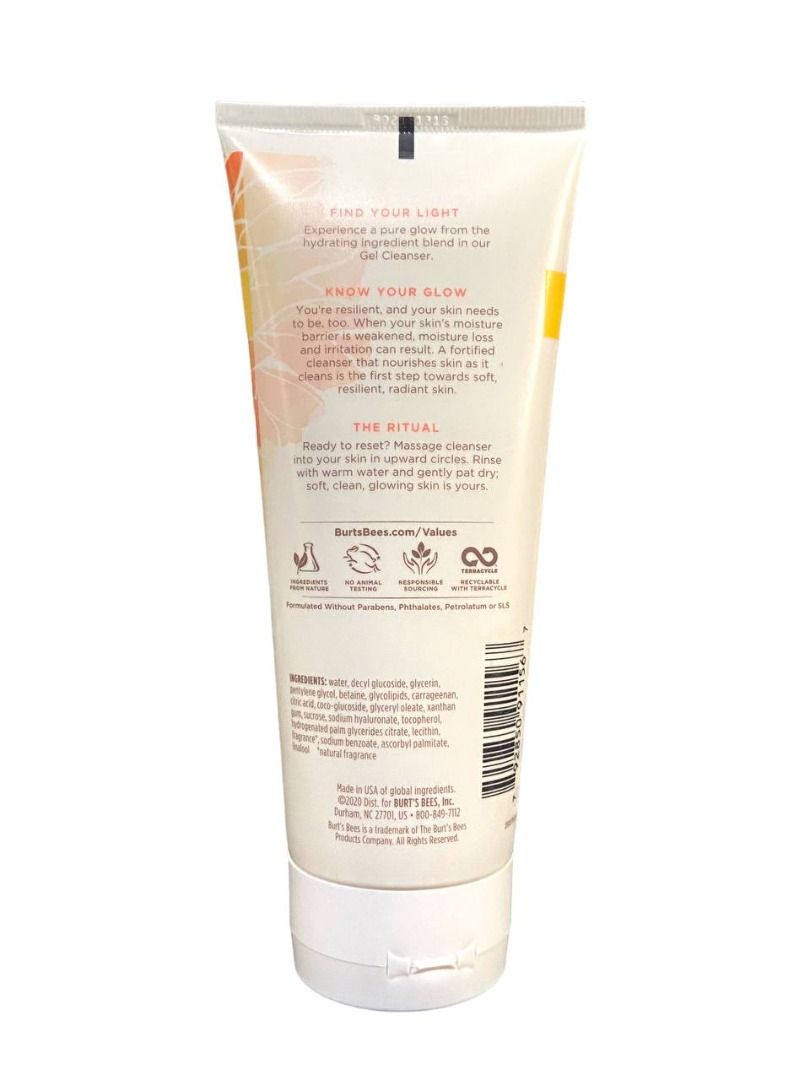 Burt's Bees Truly Glowing Refreshing Gel Facial Cleanser, Daily Face ...