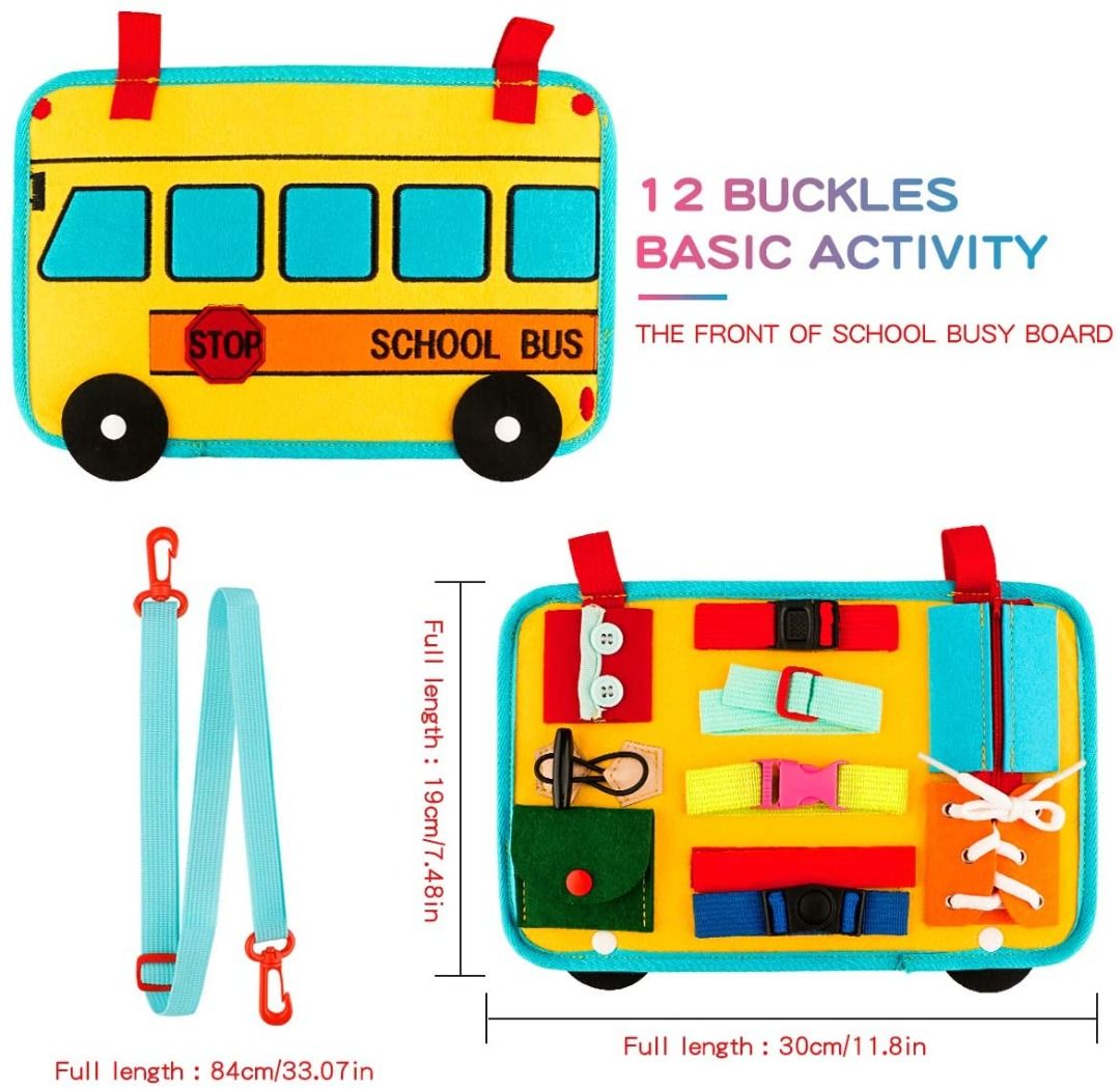 Bus Style Busy Board Montessori Toys Basic Skills Activity Board for ...