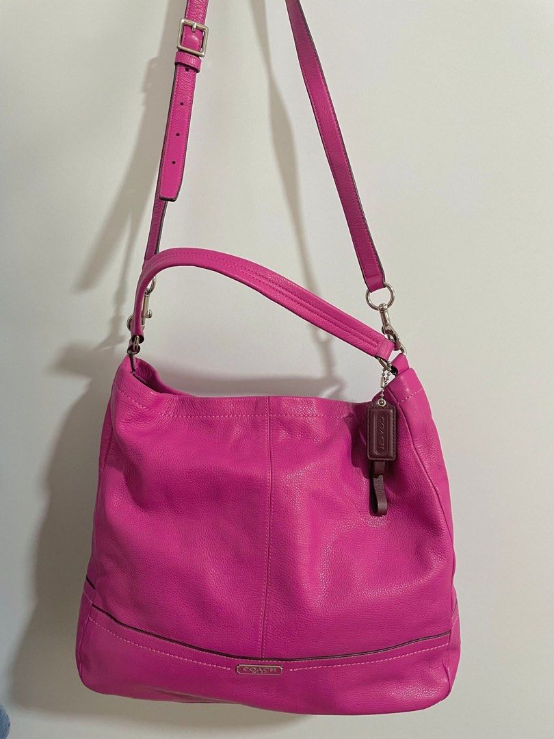 Coach Pink Leather Bag, Luxury, Bags & Wallets on Carousell