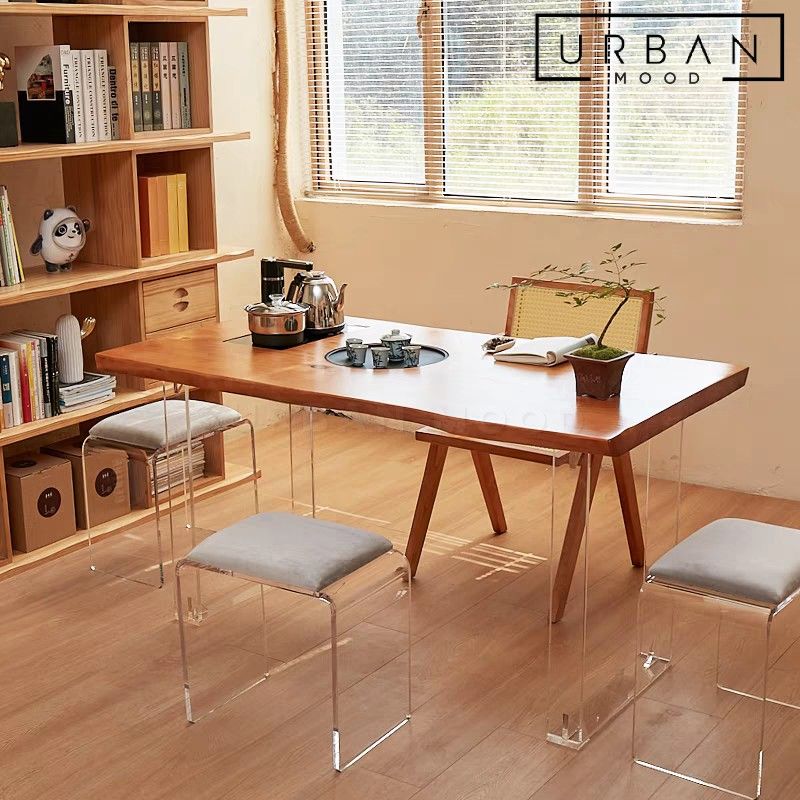 COOKE Japandi Solid Wood Dining Table, Furniture & Home Living ...