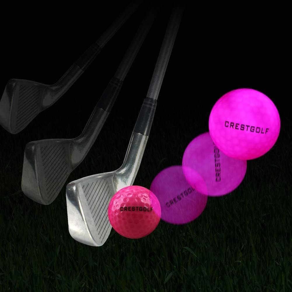 Crestgolf Flashing Glowing Golf Ball,Night Glow Flash Light up LED Golf ...