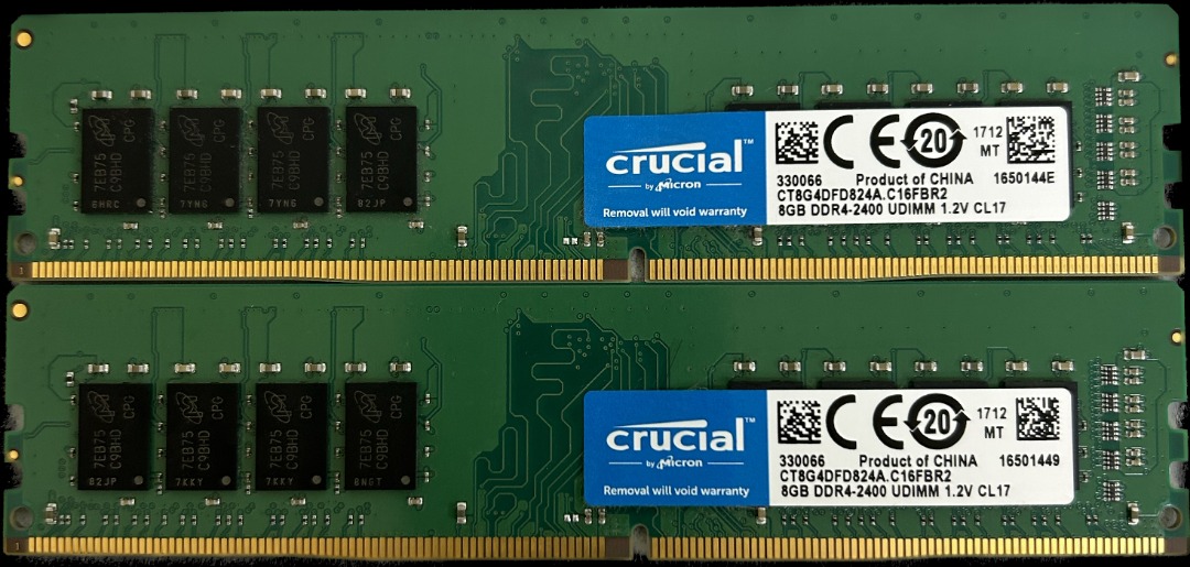 Crucial DDR4-2400 16GB (8GB x 2) Udimm RAM, Computers & Tech, Parts ...