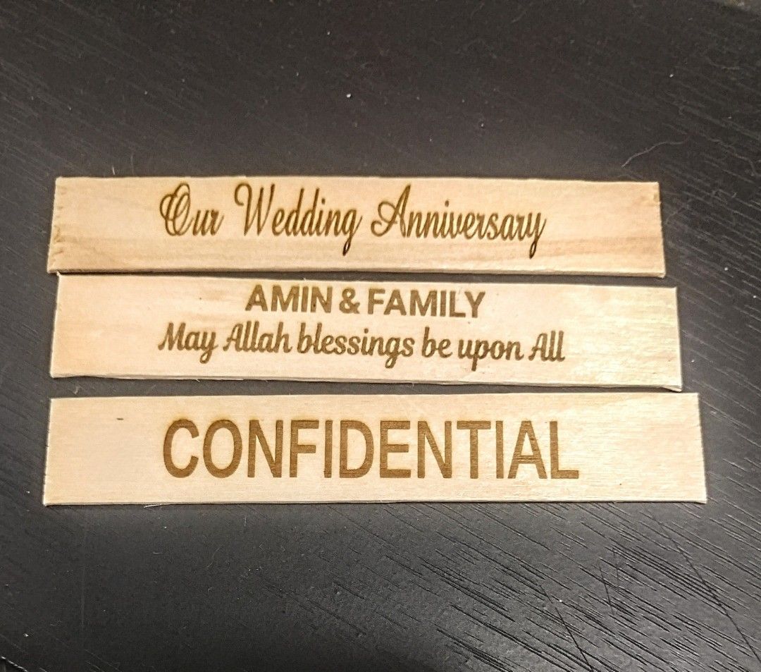 Customised engraving wood name tag. Paste it anywhere., Hobbies & Toys ...