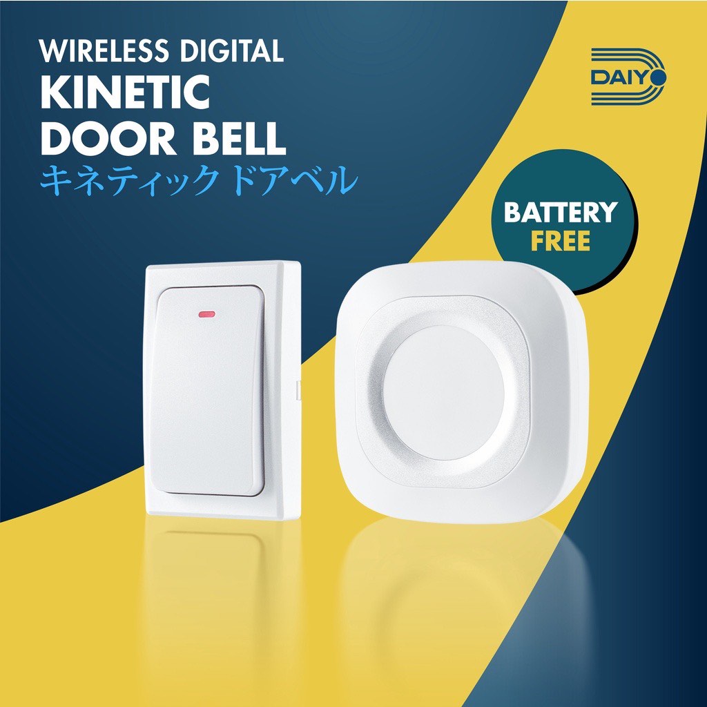Daiyo Doorbell with Chime DDB 49W Wireless Digital Kinetic Doorbell (Battery Free Switch ...