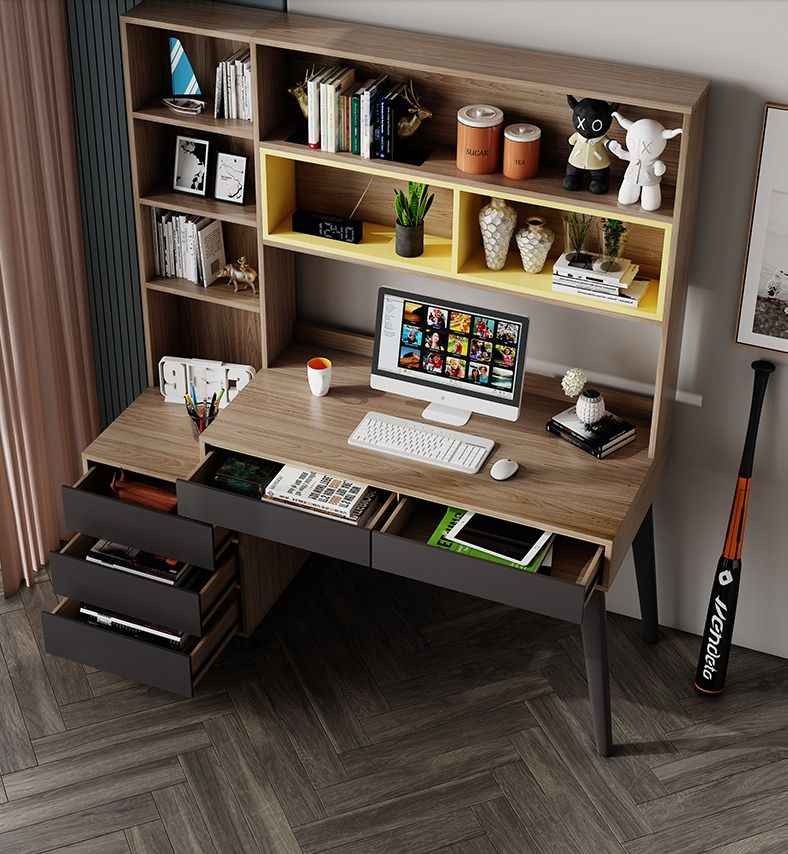 Desktop home computer desk bookcase desk bookcase combination of ...