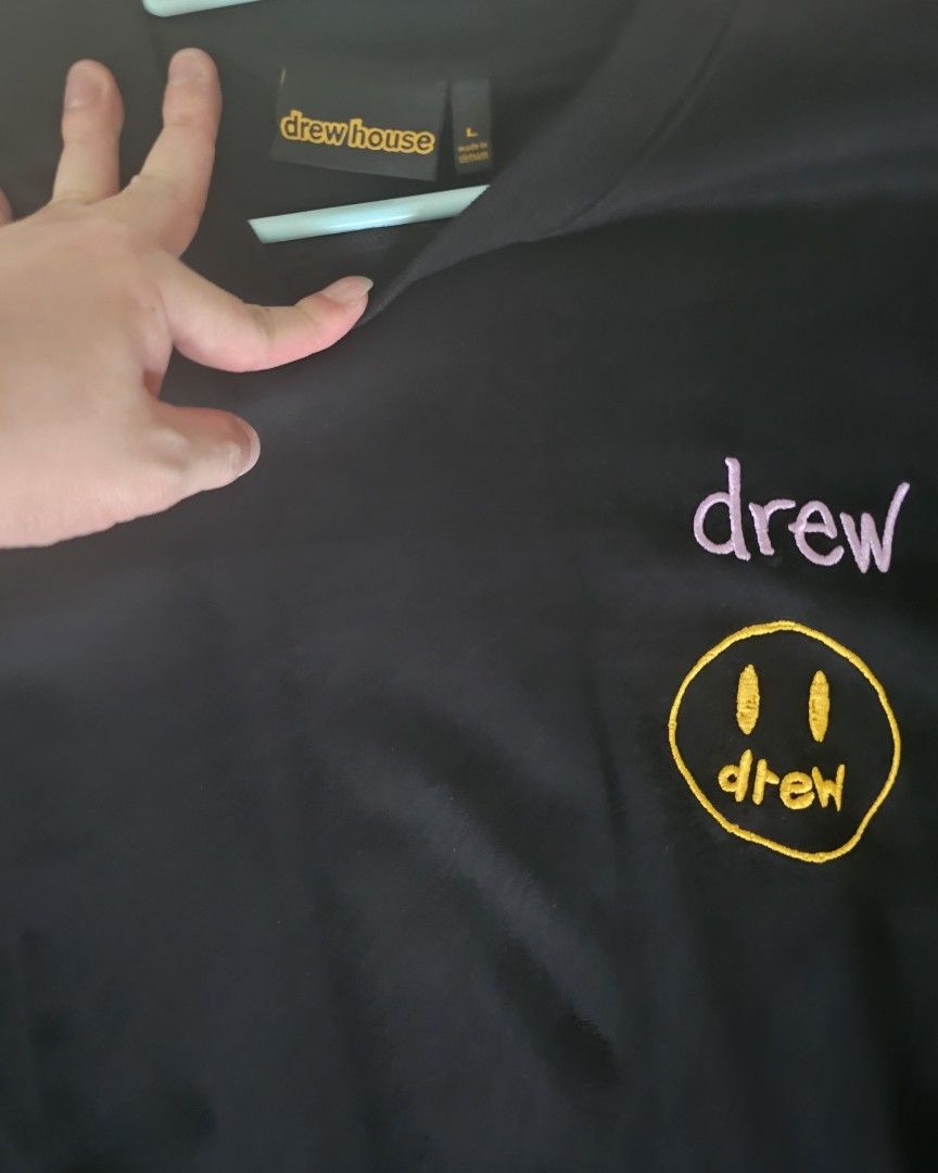 Drew House Sketch Logo Tshirt Black L size, Men's Fashion, Tops & Sets ...