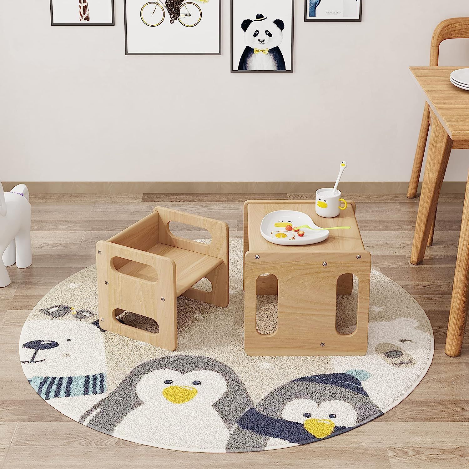 ERUGI Montessori Weaning Table and Chair,Real Hardwood, Desk for ...