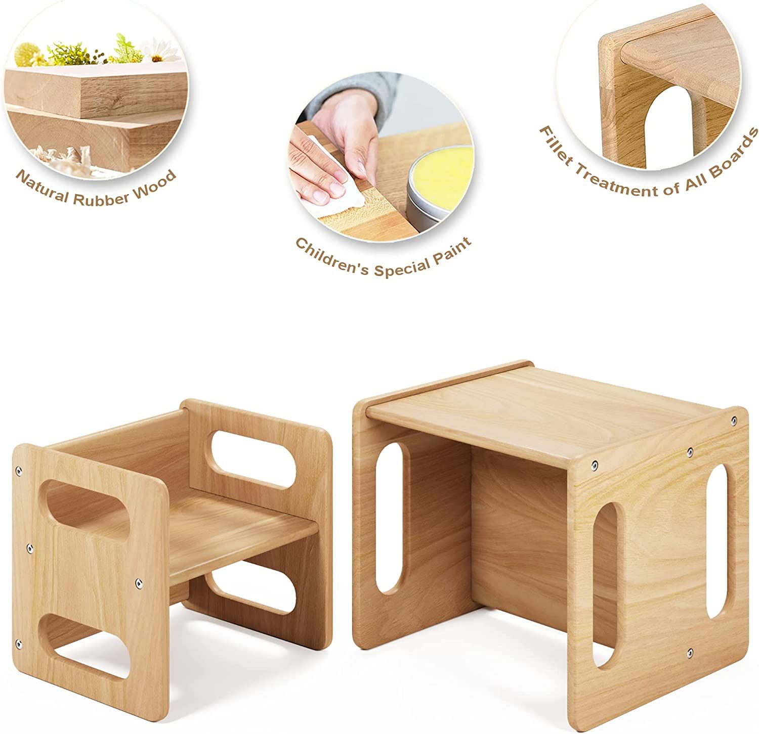 ERUGI Montessori Weaning Table and Chair,Real Hardwood, Desk for ...
