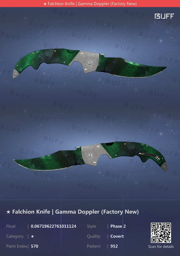 Falchion Knife Gamma Doppler Phase 2, Video Gaming, Gaming Accessories, In-Game Products on ...