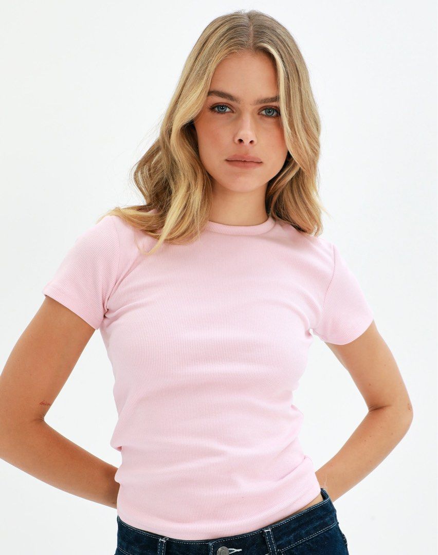 glassons baby pink tee, Women's Fashion, Tops, Shirts on Carousell