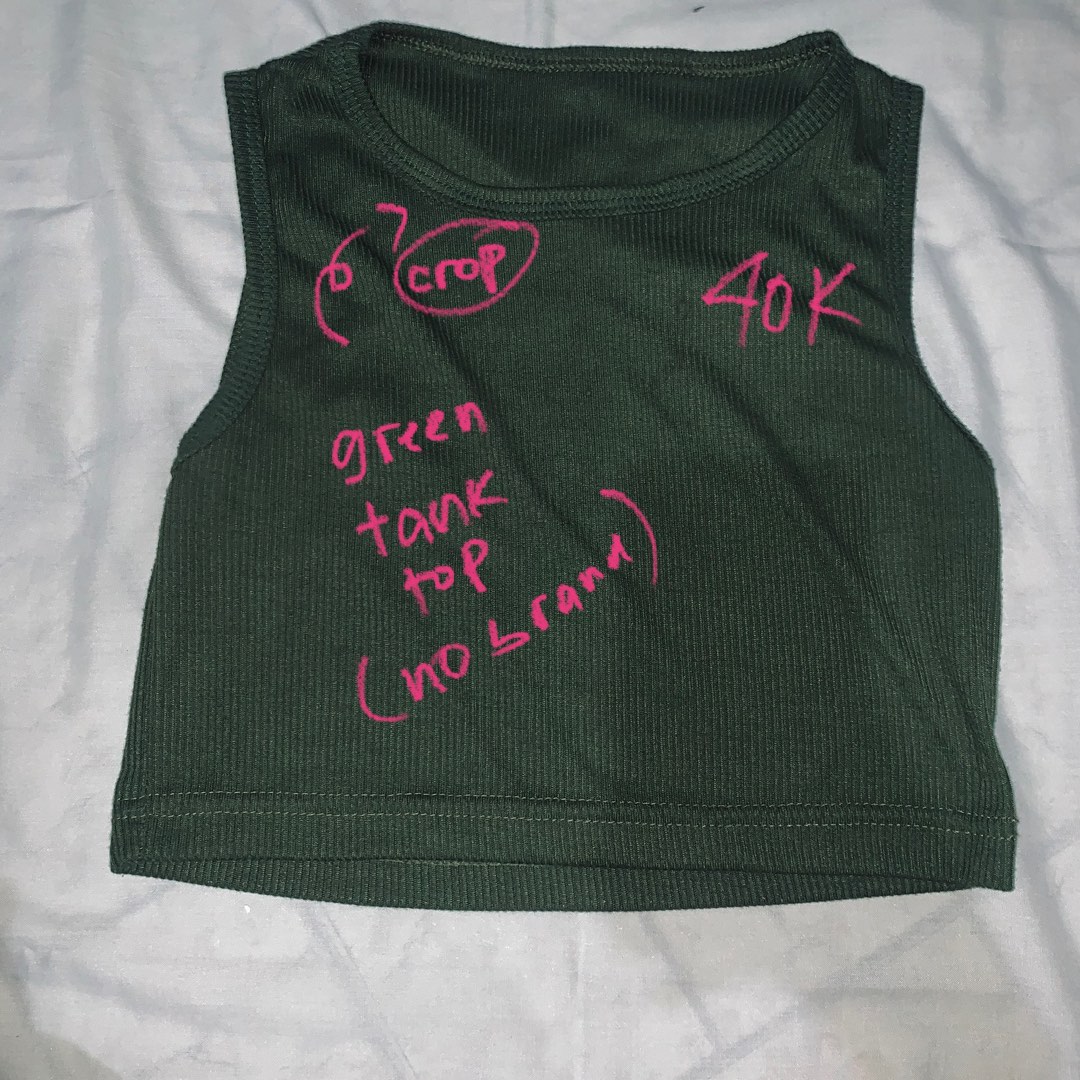 green inner crop top, Fesyen Wanita, Pakaian Wanita, Atasan di Carousell