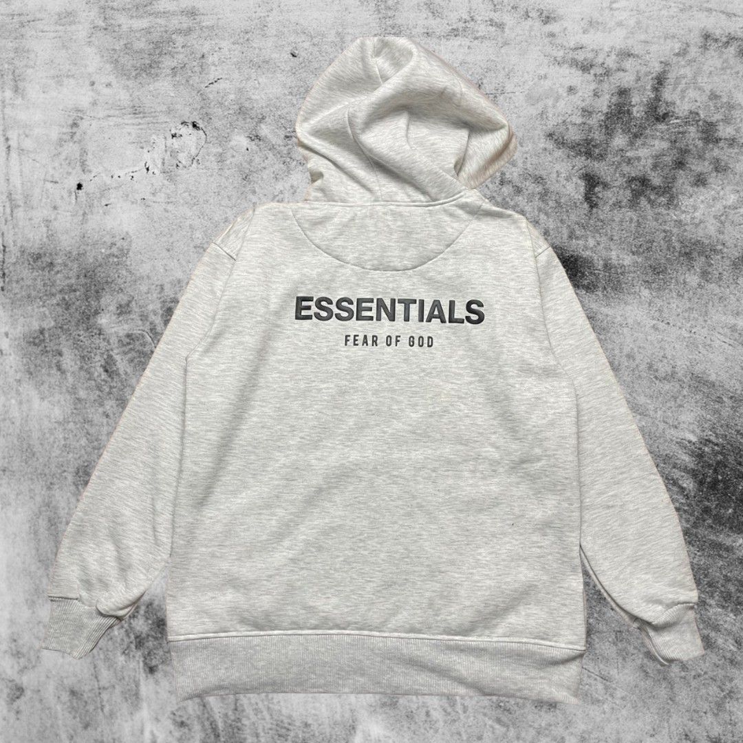 Hoodie Essentials Fear Of God FOG Abu, Fesyen Pria, Pakaian , Baju ...