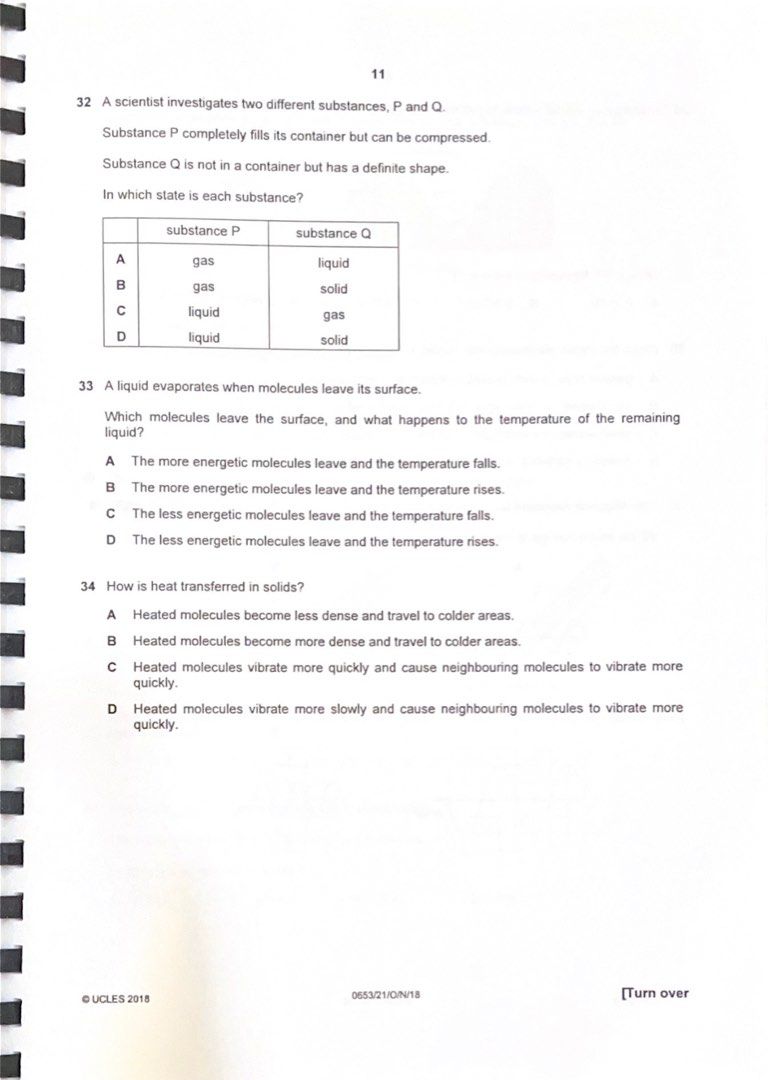 Igcse Combined Sciences 0653 Paper 1 Paper 2 Past Year Paper Multiple Choice Questions