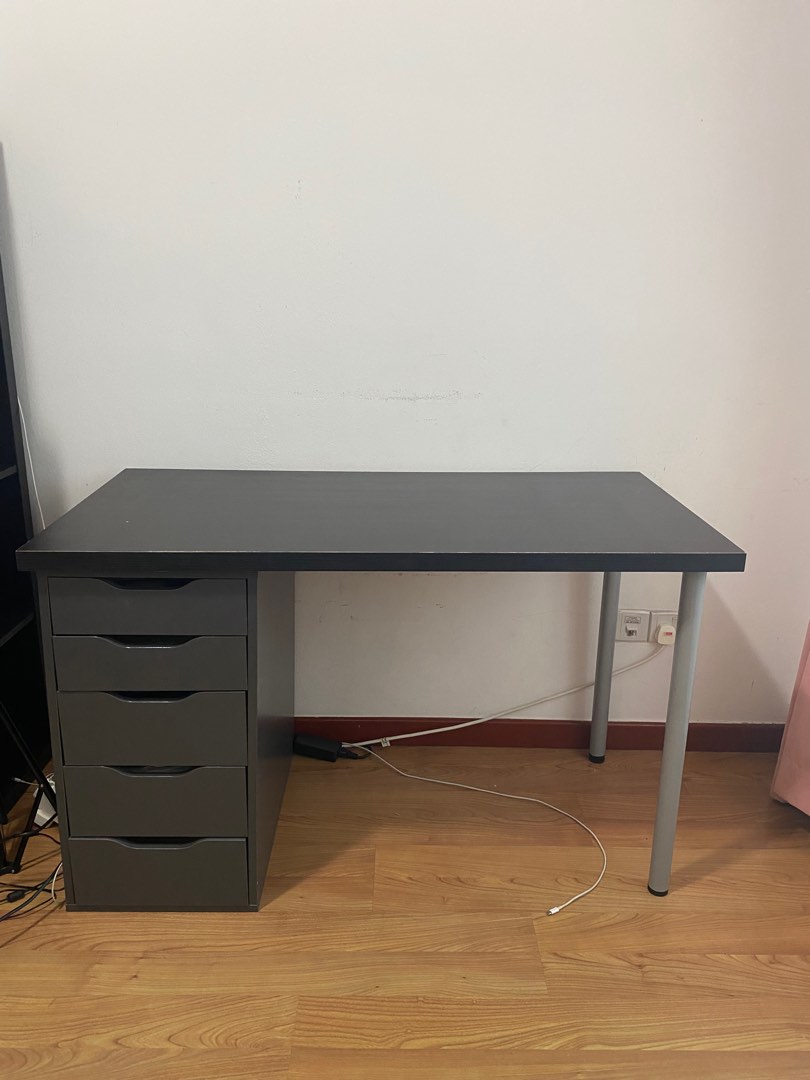 IKEA Alex table grey dark brown, Furniture & Home Living, Furniture ...