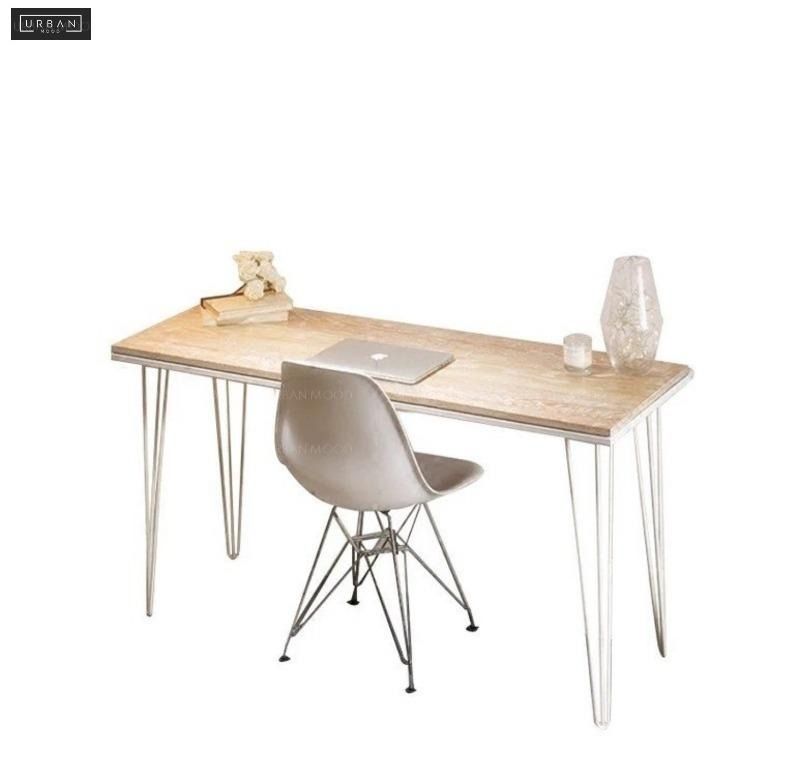 LEANNA Modern Industrial Solid Wood Slim Study Table, Furniture & Home ...