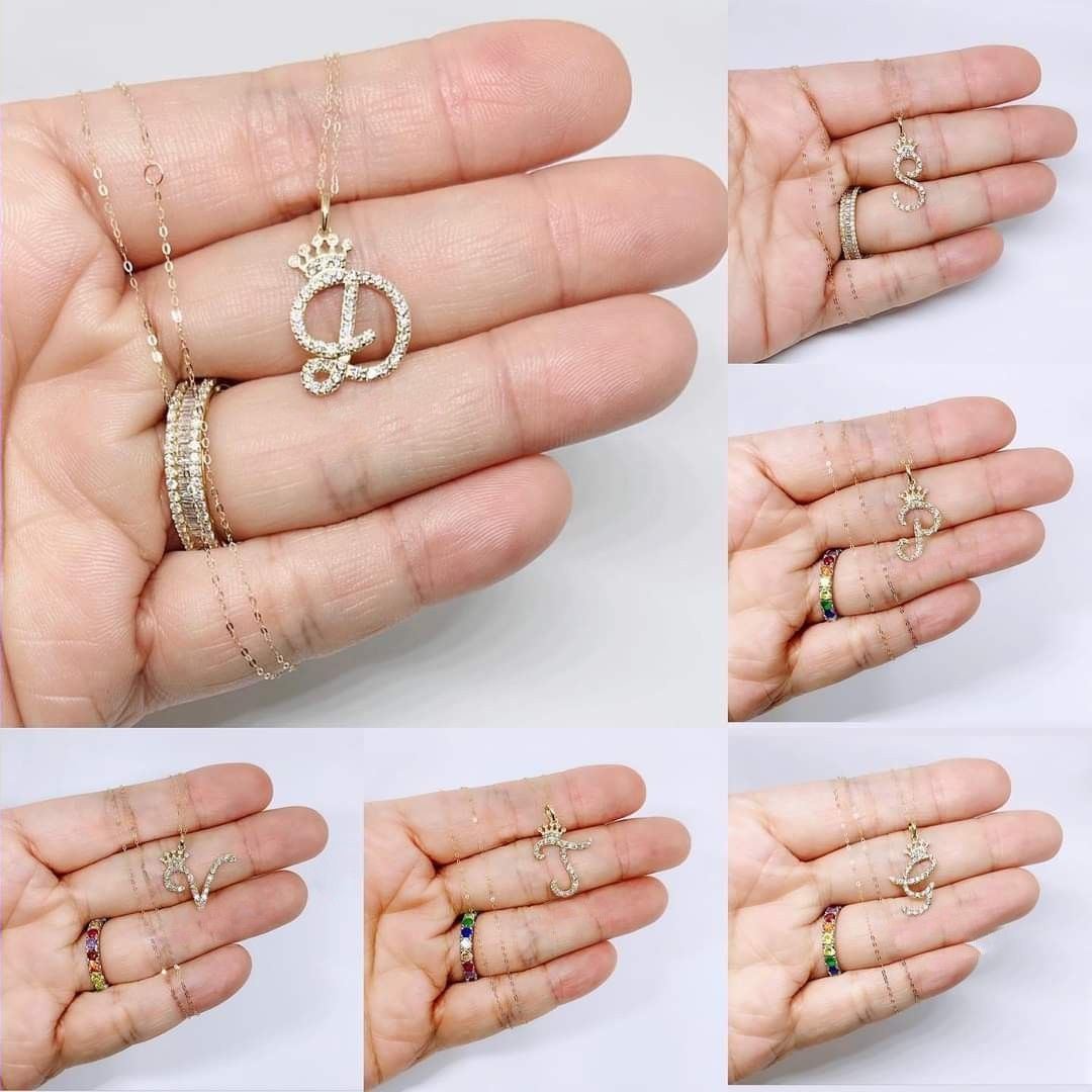Letter Cursive Diamond Necklace, Women's Fashion, Jewelry & Organizers ...