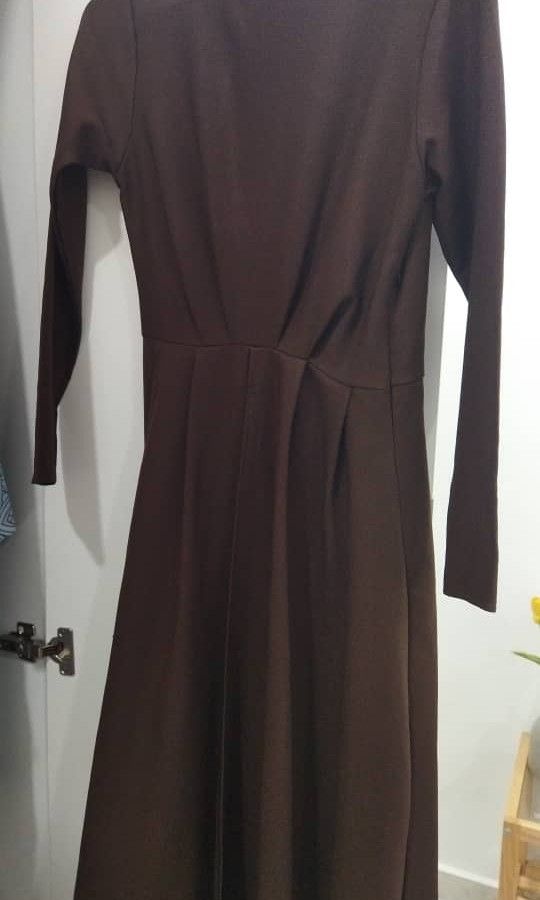 Long Maxi Dress Middle Slit Split Brown, Women's Fashion, Muslimah ...