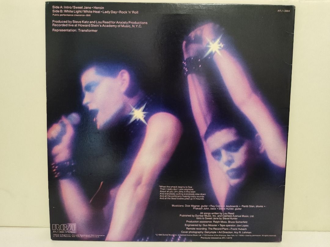 Lou Reed - Rock N Roll Animal (US, RCA), Hobbies & Toys, Music & Media ...