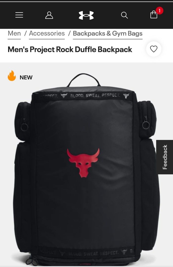 Men's Project Rock Duffle Backpack, Men's Fashion, Bags, Backpacks on ...