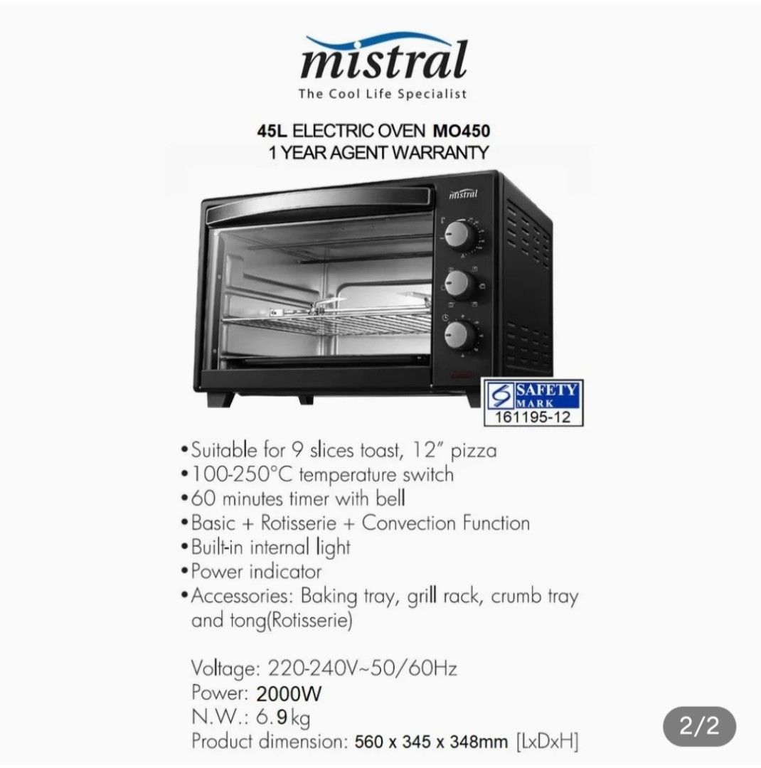 Mistral 45l Oven, TV & Home Appliances, Kitchen Appliances, Ovens ...