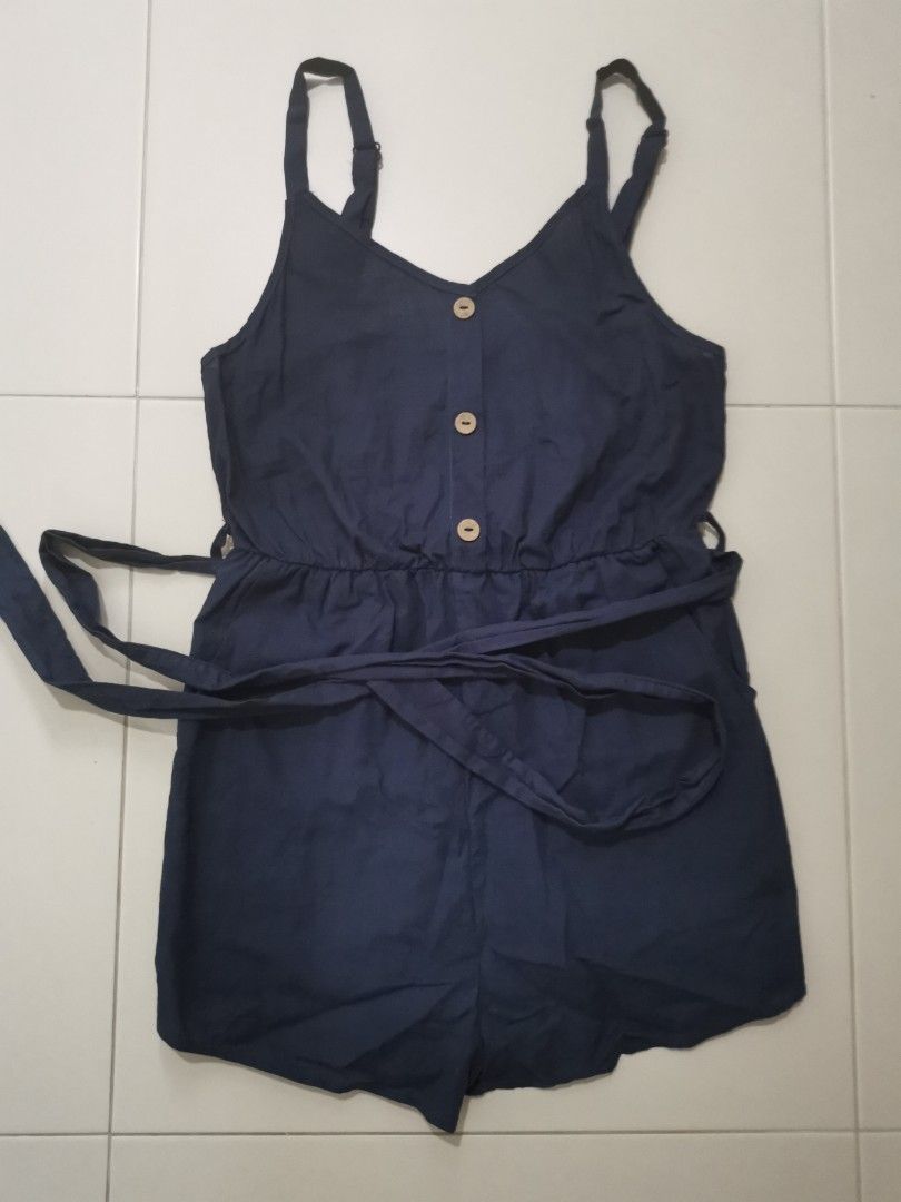 Navy Blue Romper, Women's Fashion, Dresses & Sets, Rompers on Carousell