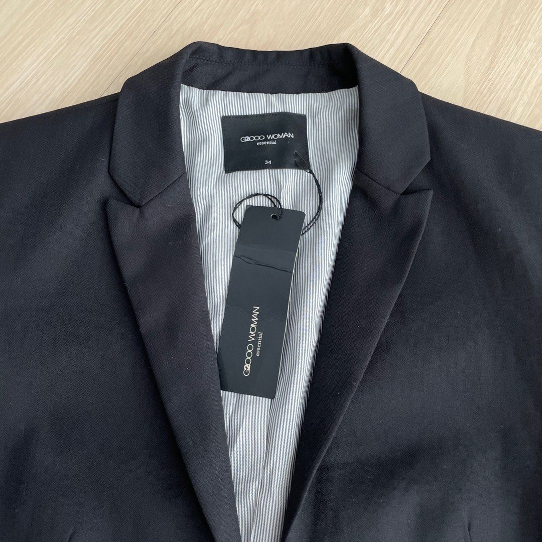 NEW with Tag G2000 Woman Essential Black Semi Crop Long Sleeve Blazer ...