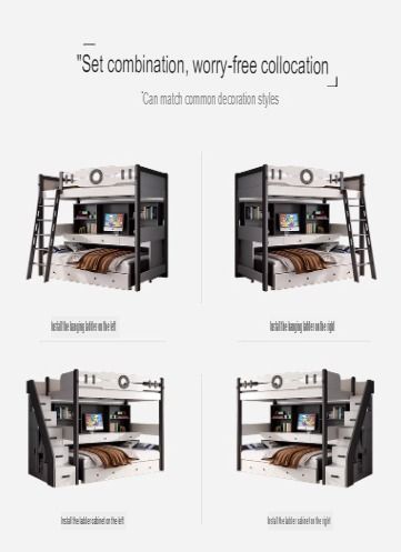 Nordic upper bed and lower table combination bed small apartment bunk ...