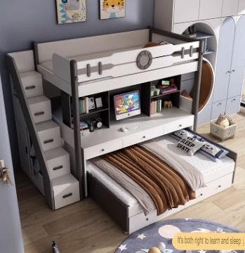 Nordic upper bed and lower table combination bed small apartment bunk ...
