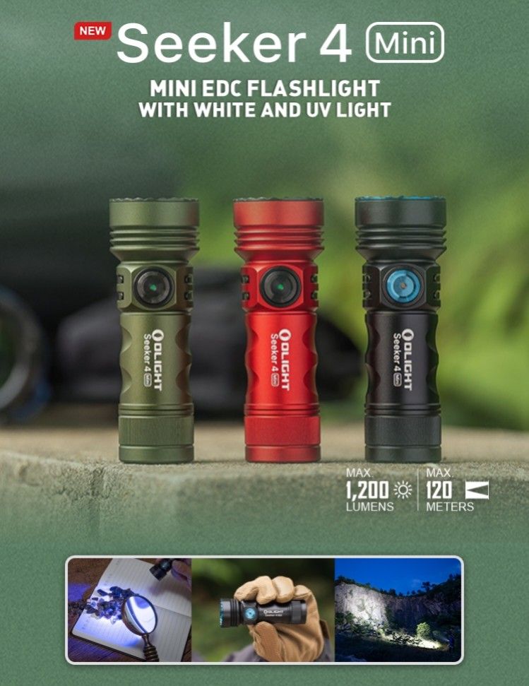 Olight Seeker 4 Mini Dual Light Sources (White + UV) Compact ...