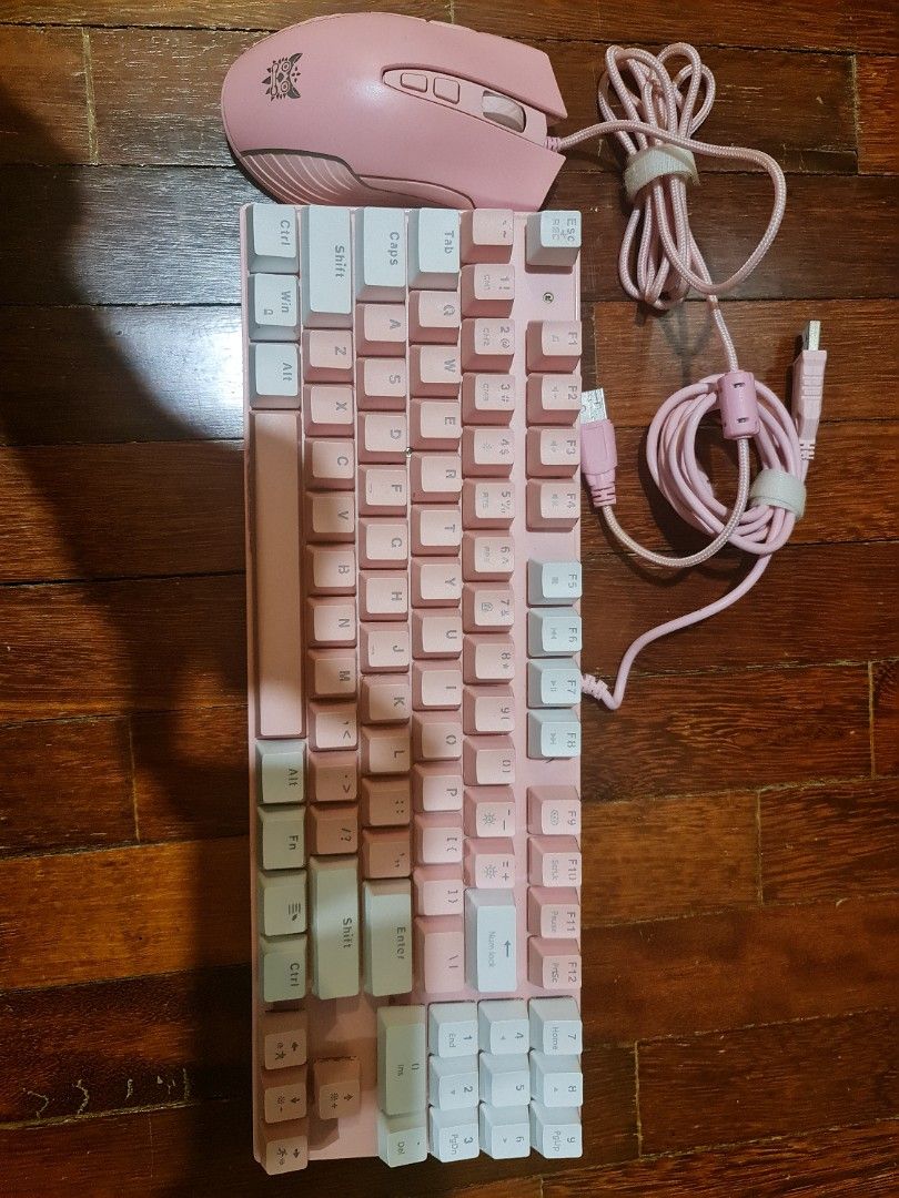 [WITH MOUSE AND HEADSET]Onikuma G26 Pinky chroma RGB Professional Blue ...