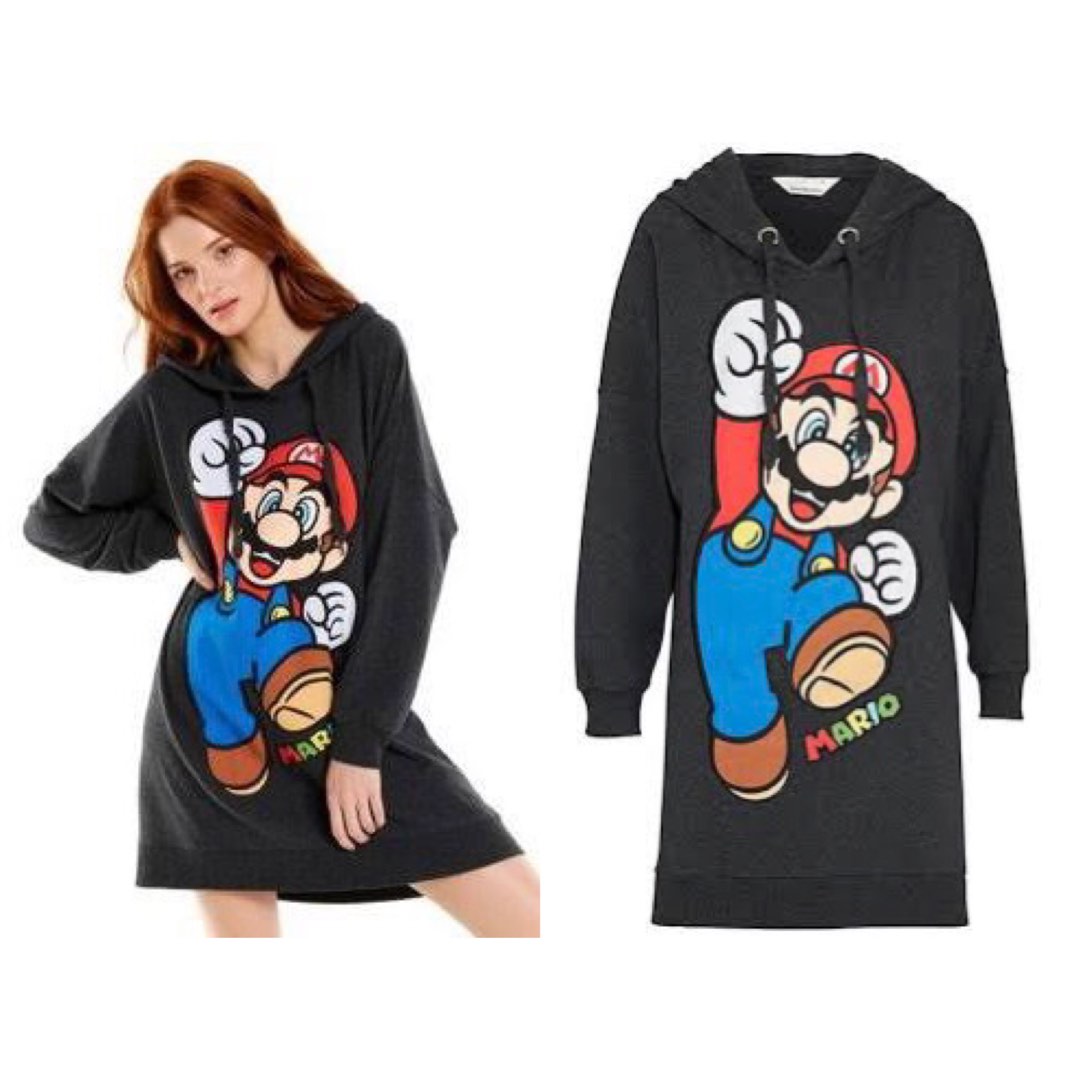 Peter Alexander Hoodie dress in dark grey super mario, Fesyen Wanita ...