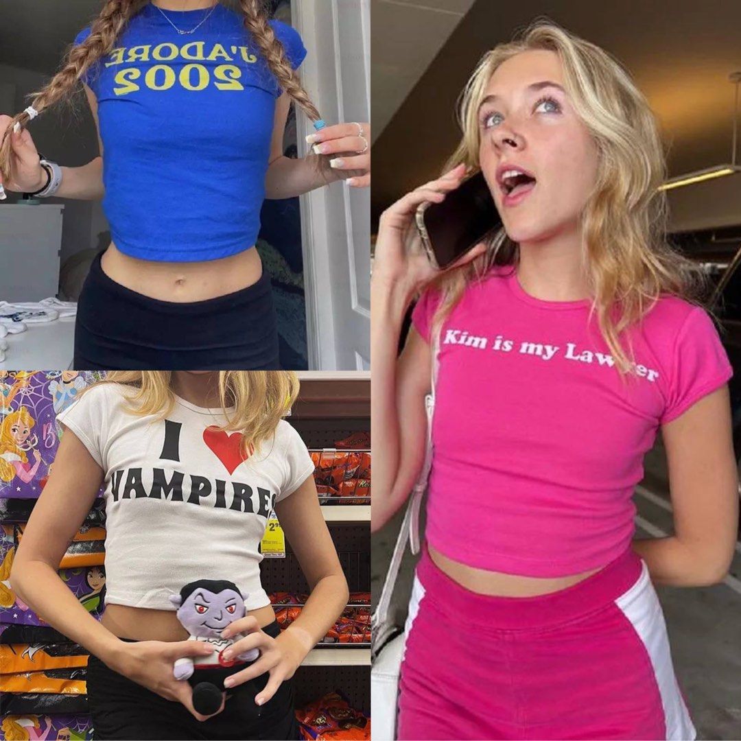 (PO) y2k pinterest aesthetics slogan baby tee, Women's Fashion, Tops ...