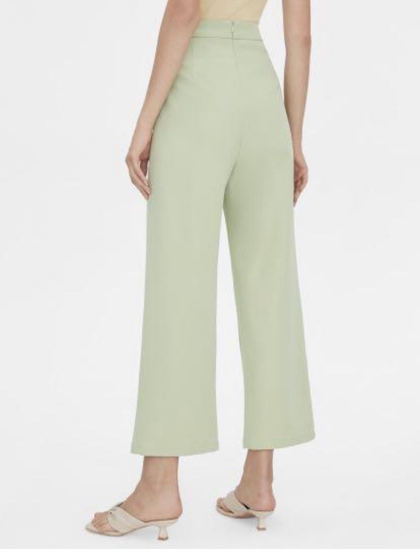 Pomelo Wide Leg Button Pants Celana Hijau Sage Mint Green, Fesyen Wanita, Pakaian Wanita ...