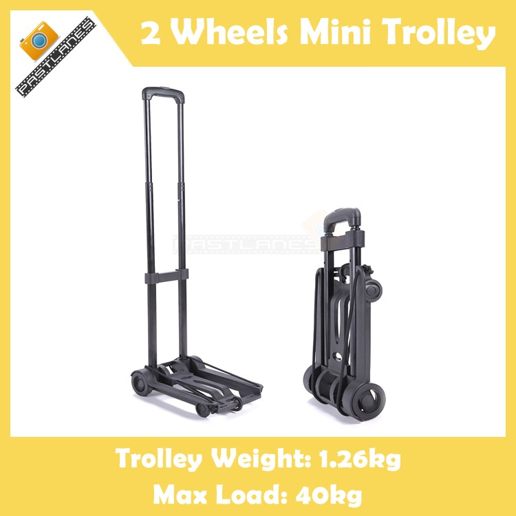 Portable Lightweight Foldable Trolley 2 Wheels Compact Size With Rope ...