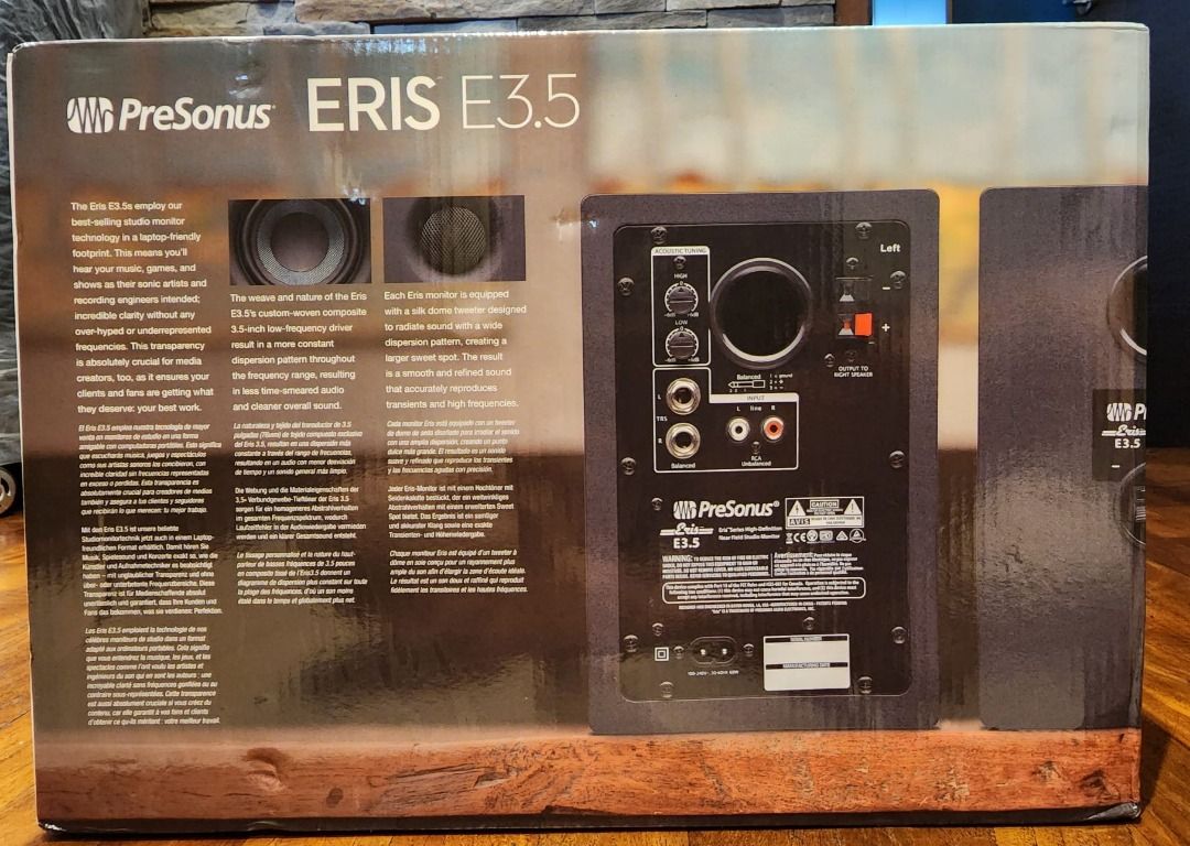 PreSonus ERIS E3.5 Studio Monitoring Desktop Bookshelf Speakers, Audio ...