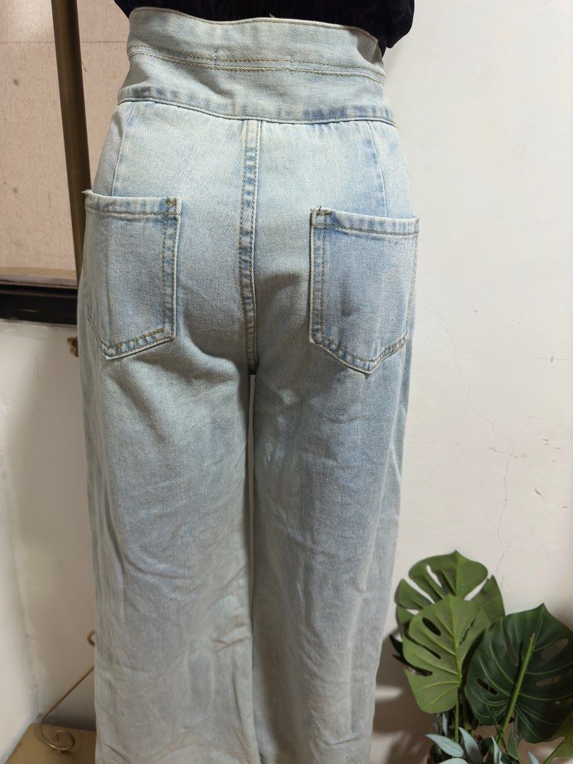 Rare belted baddy tattered ripped pants jeans on Carousell