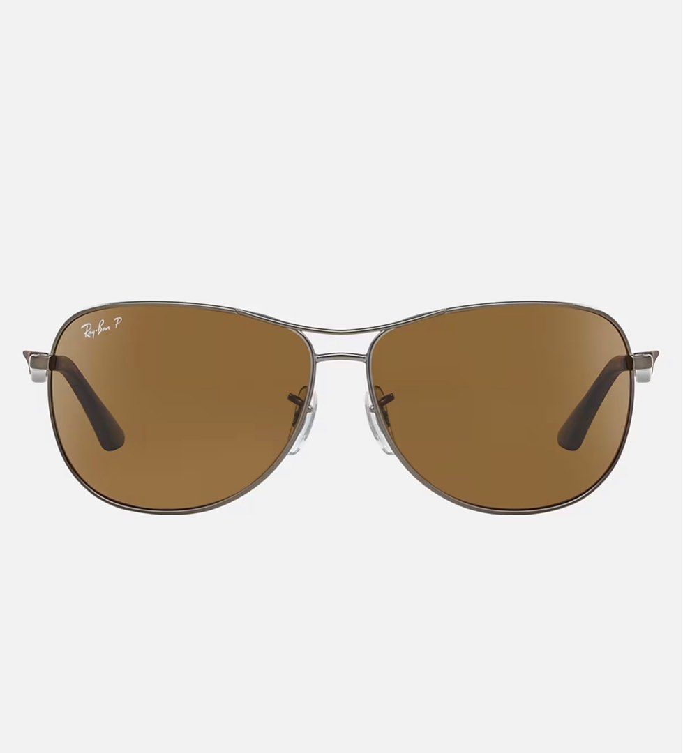 Ray Ban RB 3519 Matte Gunmetal Frame Brown Lenses Pilot Sunglasses ...