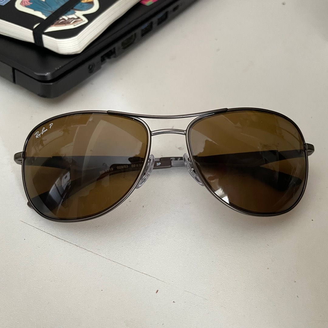 Ray Ban RB 3519 Matte Gunmetal Frame Brown Lenses Pilot Sunglasses ...