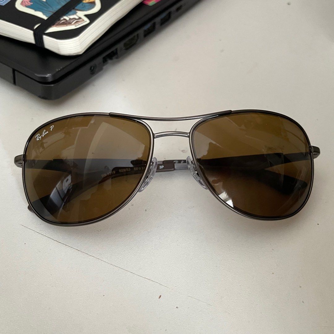 Ray Ban RB 3519 Matte Gunmetal Frame Brown Lenses Pilot Sunglasses ...