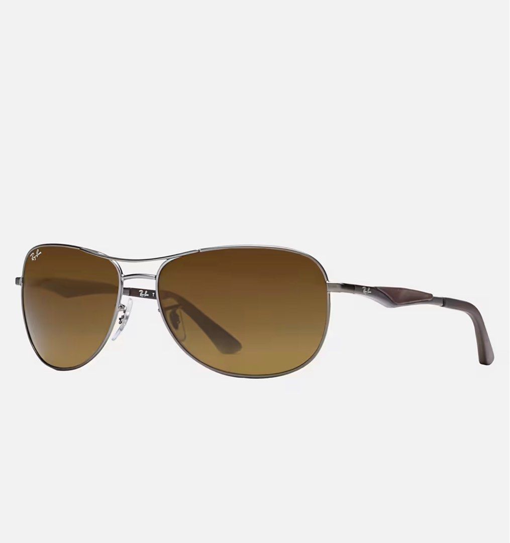 Ray Ban RB 3519 Matte Gunmetal Frame Brown Lenses Pilot Sunglasses ...